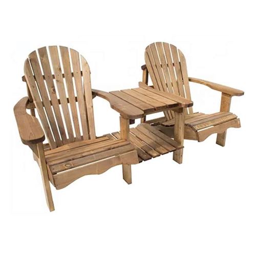 Double Adirondack Relax Wooden Chair with Table