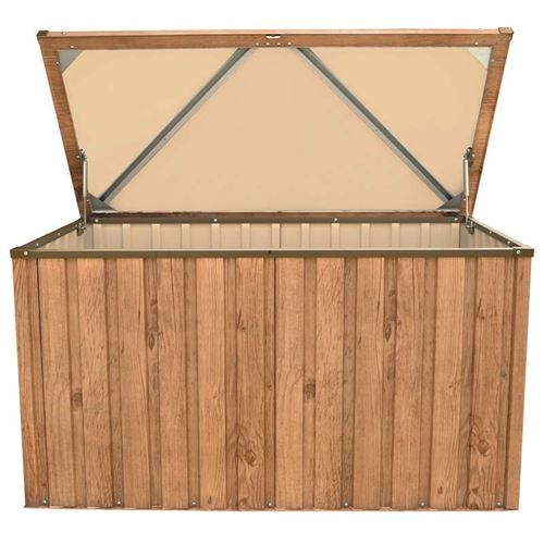 Outdoor Metal Storage Box with Realistic Powder Coated Oak Finish