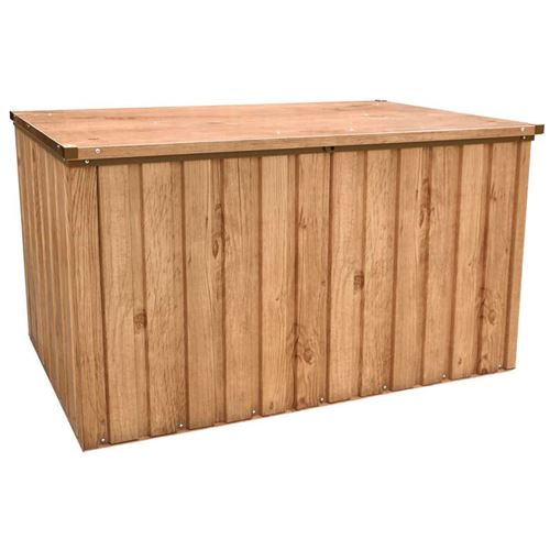 Outdoor Metal Storage Box with Realistic Powder Coated Oak Finish