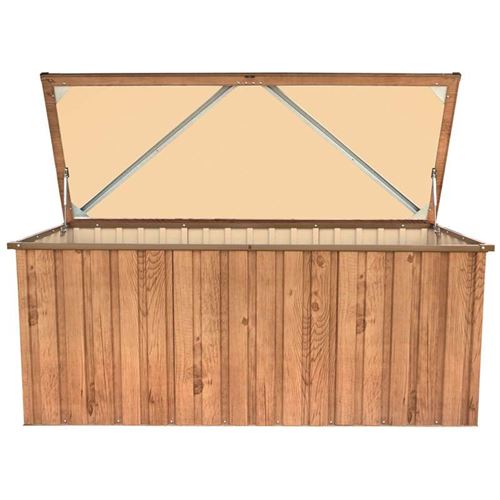 Large Outdoor Metal Storage Cabinet Box with Oak Finish