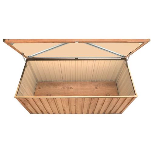 Large Outdoor Metal Storage Cabinet Box with Oak Finish