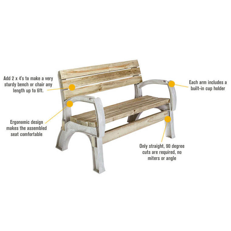 2x4 Any Size Wooden Garden Bench or Chair - 2x4 basics at garden Gift Shop