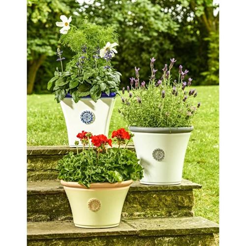 Seville Square Plant Pot in Blue and White